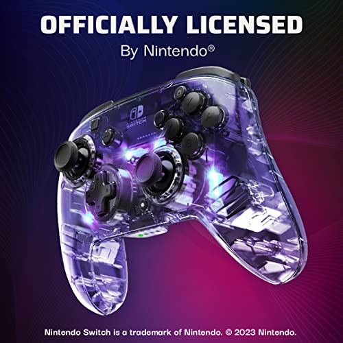 PDP Afterglow LED Wireless Deluxe Gaming Controller - Licensed by Nintendo for Switch and OLED - RGB Hue Color Lights - See through Gamepad Controller - Paddle Buttons