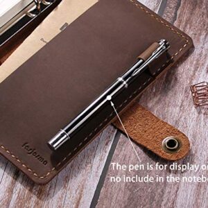 Leather Journal Refillable Writing Notebook, A6 Personal Size 6 Ring Binder Spiral Notebook, Handmade Genuine Leather Refillable Journal Binder Diary, Pocket Binder Traveler Notebook-Brown