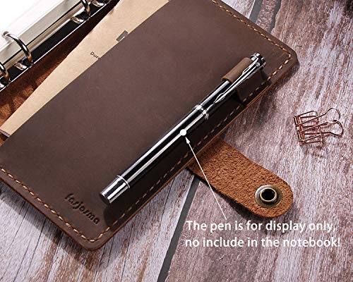 Leather Journal Refillable Writing Notebook, A6 Personal Size 6 Ring Binder Spiral Notebook, Handmade Genuine Leather Refillable Journal Binder Diary, Pocket Binder Traveler Notebook-Brown