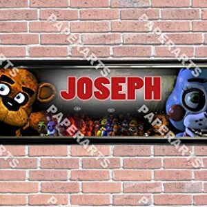 Five Nights at Freddy's - Personalized Birthday Name Poster with Custom Name On it, Border Mat and Frame Options