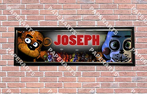 Five Nights at Freddy's - Personalized Birthday Name Poster with Custom Name On it, Border Mat and Frame Options