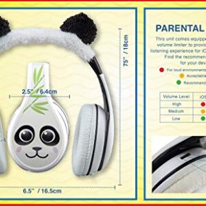 Panda Kids Headphones, Adjustable Headband, Stereo Sound, 3.5Mm Jack, Wired Headphones for Kids, Tangle-Free, Volume Control, Foldable, Childrens Headphones Over Ear for School Home, Travel