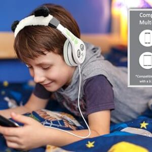 Panda Kids Headphones, Adjustable Headband, Stereo Sound, 3.5Mm Jack, Wired Headphones for Kids, Tangle-Free, Volume Control, Foldable, Childrens Headphones Over Ear for School Home, Travel