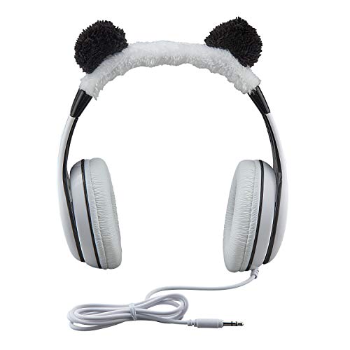 Panda Kids Headphones, Adjustable Headband, Stereo Sound, 3.5Mm Jack, Wired Headphones for Kids, Tangle-Free, Volume Control, Foldable, Childrens Headphones Over Ear for School Home, Travel