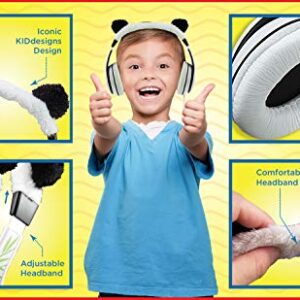 Panda Kids Headphones, Adjustable Headband, Stereo Sound, 3.5Mm Jack, Wired Headphones for Kids, Tangle-Free, Volume Control, Foldable, Childrens Headphones Over Ear for School Home, Travel