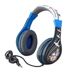 ekids star wars ep 9 kids headphones, adjustable headband, stereo sound, 3.5mm jack, wired headphones for kids, volume control, foldable, childrens headphones over ear for school home travel (140)