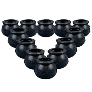 yohold plastic cauldron, mini black witch cauldron, candy cauldron kettles for halloween, st patrick's day, wizard theme party decorations, 1 dozen(12pcs), black