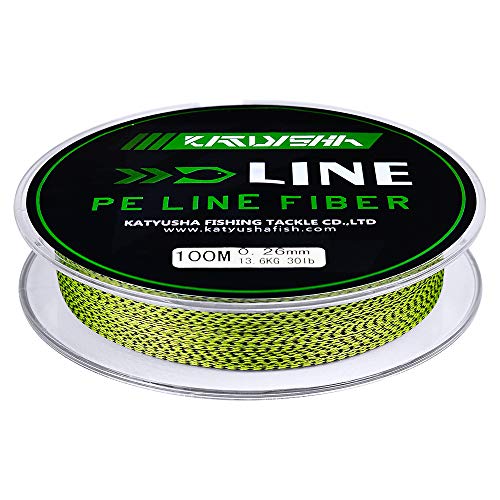 KATUYSHA Braided Fishing Line, Abrasion Resistant Zero Stretch Braided Lines 4 Strands Super Strong Superline 10Lb Test 109 Yards