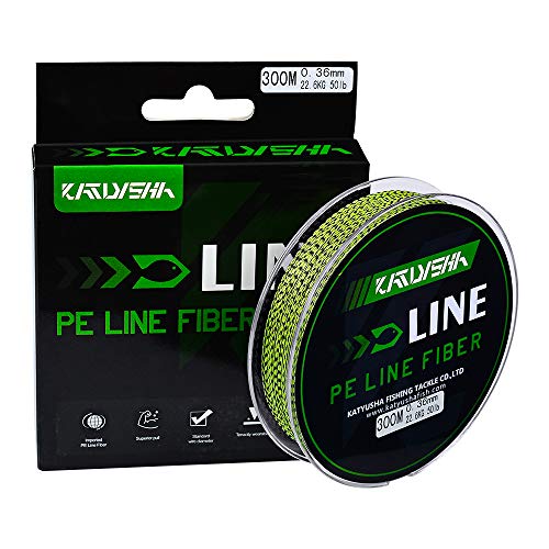 KATUYSHA Braided Fishing Line, Abrasion Resistant Zero Stretch Braided Lines 4 Strands Super Strong Superline 10Lb Test 109 Yards