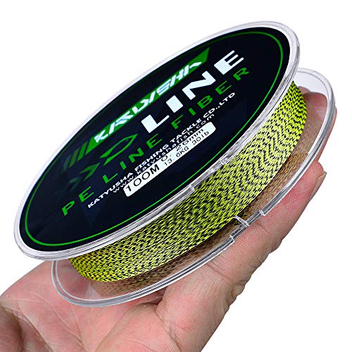 KATUYSHA Braided Fishing Line, Abrasion Resistant Zero Stretch Braided Lines 4 Strands Super Strong Superline 10Lb Test 109 Yards