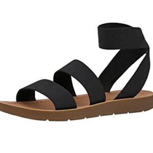 CUSHIONAIRE Women's Indego Stretch Sandal, Black 8.5