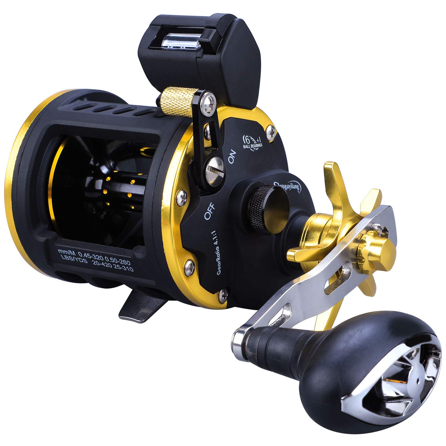 Sougayilang Line Counter Fishing Reel Conventional Level Wind Trolling Reel-TRA 30R