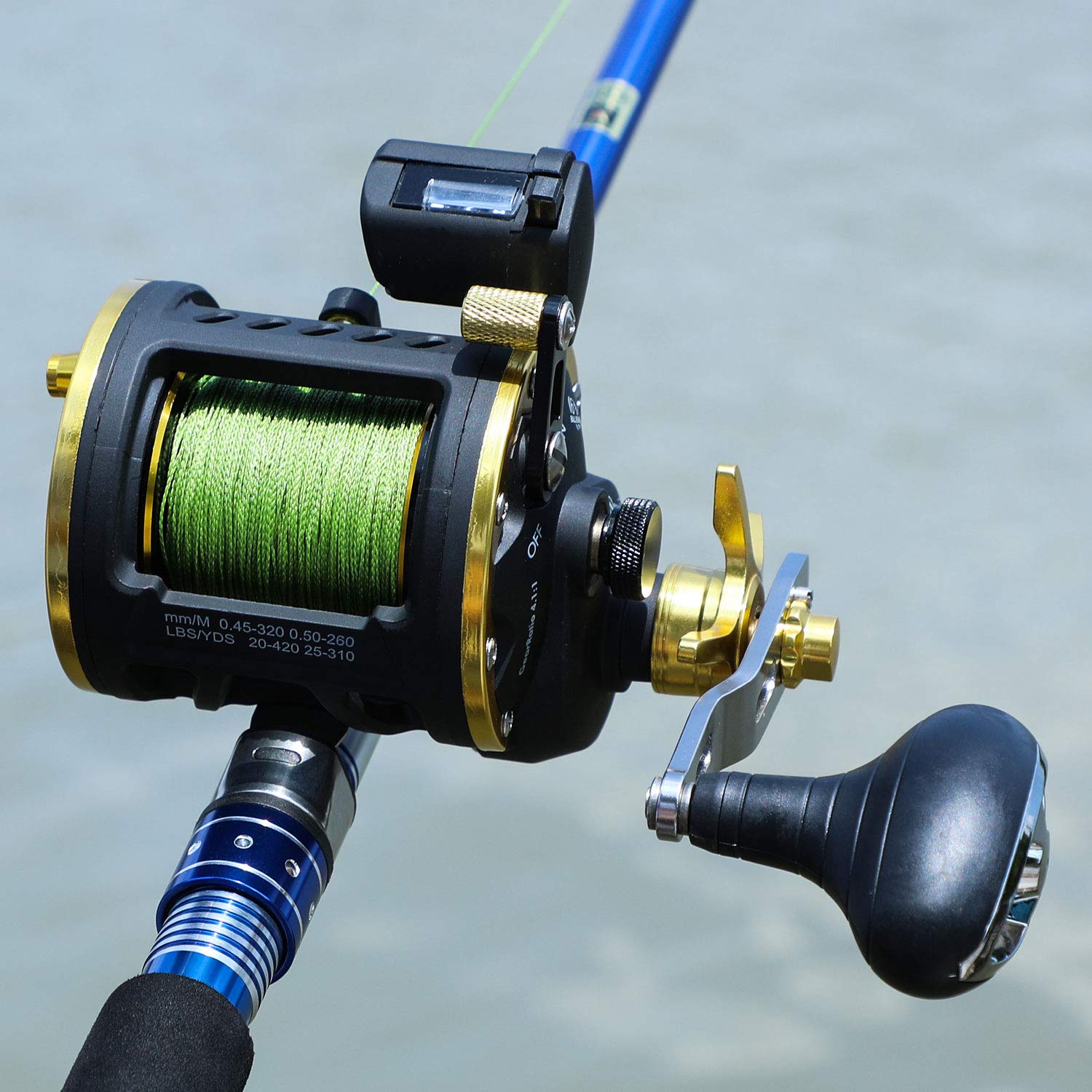 Sougayilang Line Counter Fishing Reel Conventional Level Wind Trolling Reel-TRA 30R