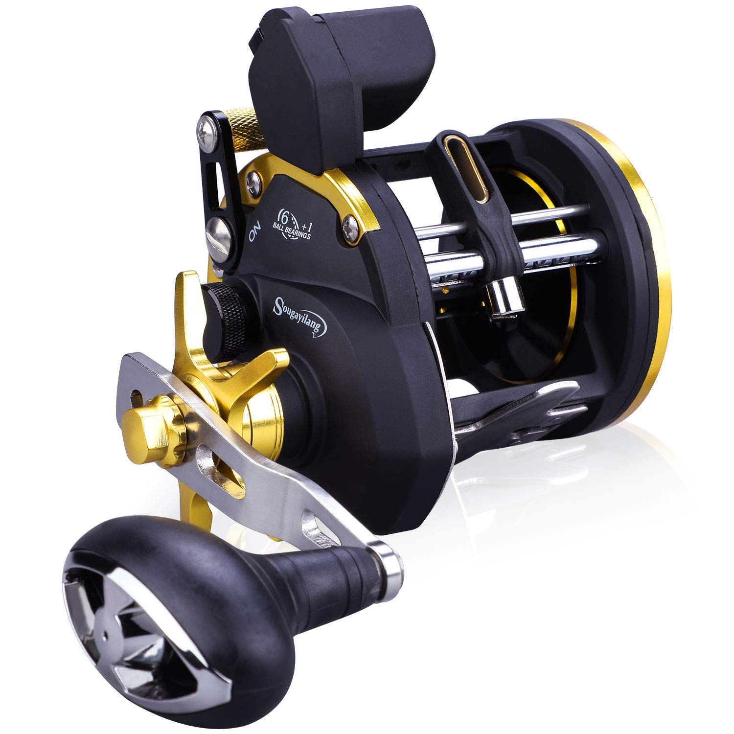 Sougayilang Line Counter Fishing Reel Conventional Level Wind Trolling Reel-TRA 30R