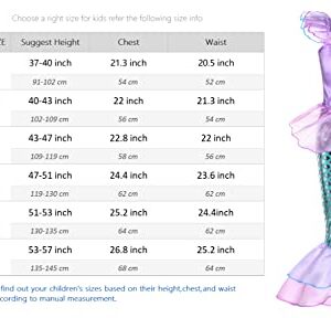 Joy Join Little Girls Princess Mermaid Costume for Girls Dress Up Party with Wig,Crown, Mace 4-5 Years