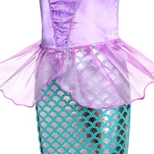 Joy Join Little Girls Princess Mermaid Costume for Girls Dress Up Party with Wig,Crown, Mace 4-5 Years