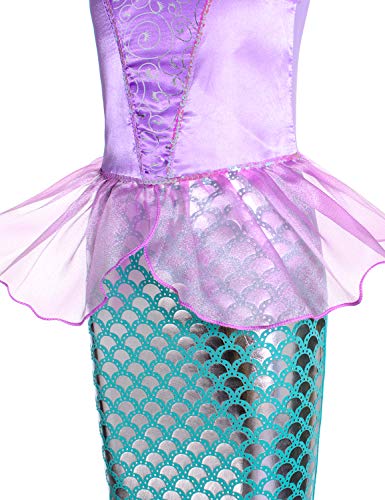 Joy Join Little Girls Princess Mermaid Costume for Girls Dress Up Party with Wig,Crown, Mace 4-5 Years