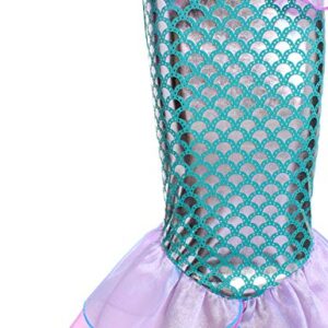 Joy Join Little Girls Princess Mermaid Costume for Girls Dress Up Party with Wig,Crown, Mace 4-5 Years