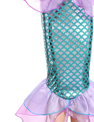 Joy Join Little Girls Princess Mermaid Costume for Girls Dress Up Party with Wig,Crown, Mace 4-5 Years