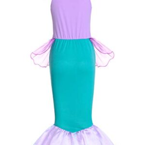 Joy Join Little Girls Princess Mermaid Costume for Girls Dress Up Party with Wig,Crown, Mace 4-5 Years