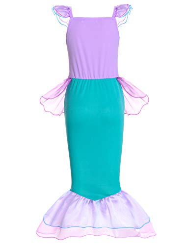 Joy Join Little Girls Princess Mermaid Costume for Girls Dress Up Party with Wig,Crown, Mace 4-5 Years