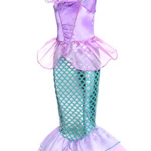 Joy Join Little Girls Princess Mermaid Costume for Girls Dress Up Party with Wig,Crown, Mace 4-5 Years