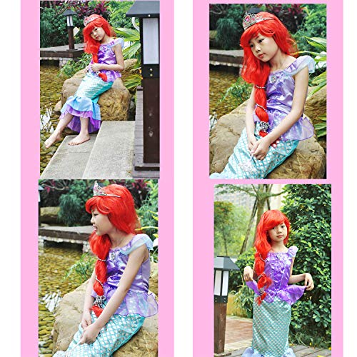 Joy Join Little Girls Princess Mermaid Costume for Girls Dress Up Party with Wig,Crown, Mace 4-5 Years