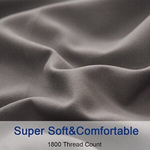 SONORO KATE Bed Sheet Set Super Soft Microfiber 1800 Thread Count Luxury Egyptian Sheets Fit 18-24 Inch Deep Pocket Mattress Wrinkle-4 Piece (Grey, Queen)