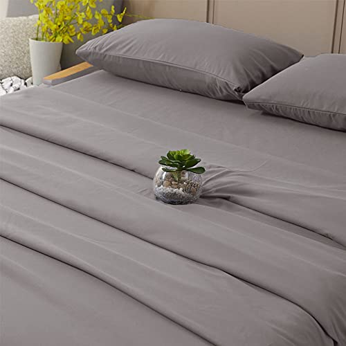 SONORO KATE Bed Sheet Set Super Soft Microfiber 1800 Thread Count Luxury Egyptian Sheets Fit 18-24 Inch Deep Pocket Mattress Wrinkle-4 Piece (Grey, Queen)