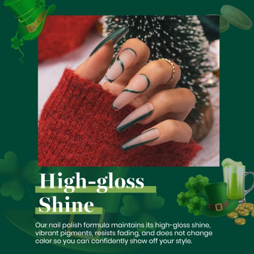 Beetles Carnival Evergreen Gel Nail Polish Set - 6 Pcs Glitter Green Sparkle Kit Soak Off Lamp Avocado Dark Art Design Gifts for Women