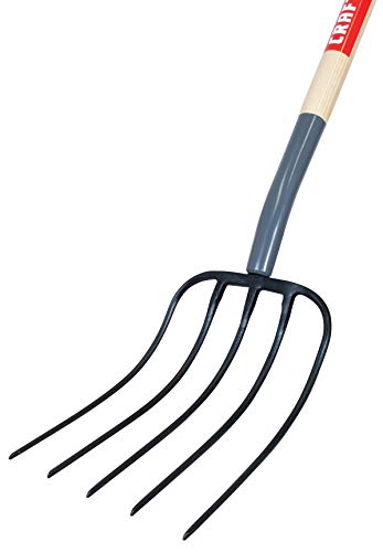 CRAFTSMAN CMXMKIT0070 2-Piece Long Wood Handle Composting Tool Set with Transfer Shovel and 5-Tine Manure Fork, Brown