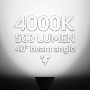 TORCHSTAR GU10 LED Bulbs Dimmable, 500LM 50W Halogen Equivalent, 4000K Cool White, 40° Beam Angle Spot Light Bulb for Recessed Lighting Track Lighting, UL & Energy Star Listed, Pack of 6