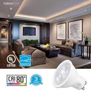 TORCHSTAR GU10 LED Bulbs Dimmable, 500LM 50W Halogen Equivalent, 4000K Cool White, 40° Beam Angle Spot Light Bulb for Recessed Lighting Track Lighting, UL & Energy Star Listed, Pack of 6