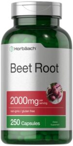 beet root powder capsules | 250 pills | herbal extract | non-gmo, gluten free, and dna tested supplement | by horbaach