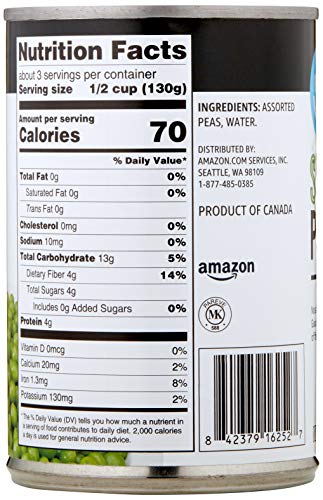 Amazon Brand - Happy Belly Sweet Peas, No Salt Added, 15 Ounce