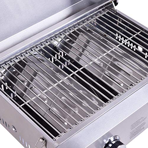 VeenShop Portable Stainless Steel BBQ Table Top Grill for Outdoors 2-Burner Stainless Steel Tabletop Grill is Built for The BBQ-grillers on The go.