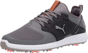 puma golf men's ignite pwradapt caged golf shoe, quiet shade-bronze-puma black, 10 m us