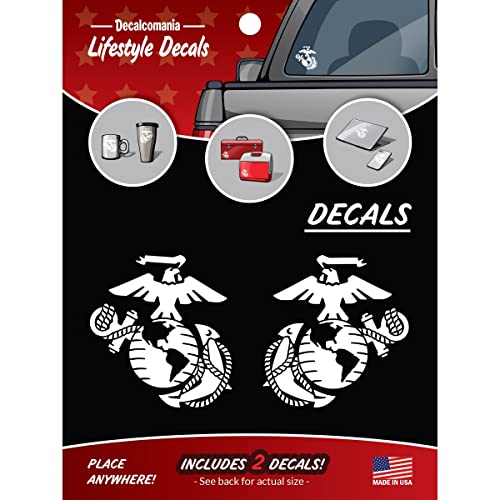 Decalcomania United States Marine Corps EGA Eagle Globe & Anchor Vinyl Decals - Set of 2 4in White USMC Emblem Stickers for Tail Lights - Marine Corps Stickers and Decals for Car Windows or Tail Lamp