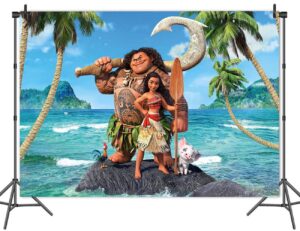 upmsx cartoon moana maui beach theme photography background baby shower birthday party decoration photo palm beach backdrops studio props banner vinyl 5x3ft