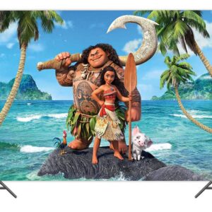 UPMSX Cartoon Moana Maui Beach Theme Photography Background Baby Shower Birthday Party Decoration Photo Palm Beach Backdrops Studio Props Banner Vinyl 5x3FT