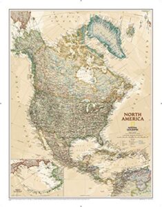 national geographic: north america executive wall map - antique style - 23.5 x 30.25 inches - art quality print