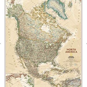 National Geographic: North America Executive Wall Map - Antique Style - 23.5 x 30.25 inches - Art Quality Print