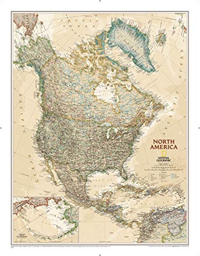 National Geographic: North America Executive Wall Map - Antique Style - 23.5 x 30.25 inches - Art Quality Print