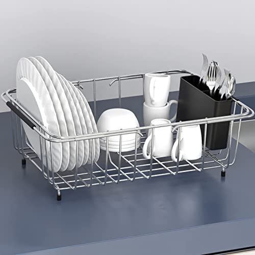 KESOL Expandable Dish Drying Rack in Sink Dish Drainer - Dish Drying Rack for Kitchen Sink Accessories - in Sink Dish Drainer Stainless Steel Sink Rack - Over The Sink Dish Drying Rack - Rustproof