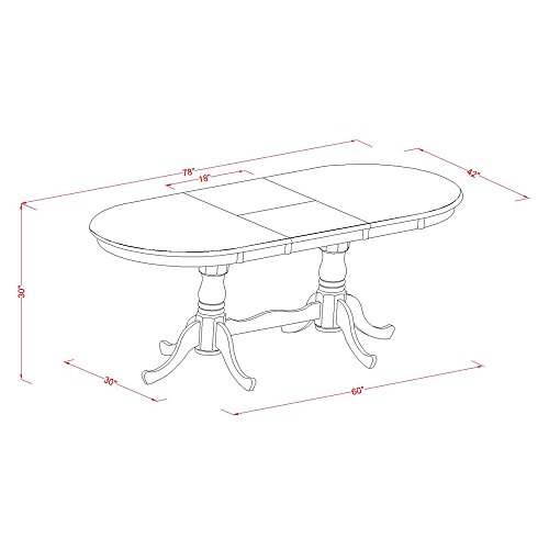 East West Furniture PLNO7-BCH-W Plainville 7 Piece Set Consist of an Oval Dining Room Table with Butterfly Leaf and 6 Wooden Seat Chairs, 42x78 Inch, Black & Cherry