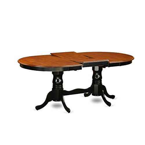 East West Furniture PLNO7-BCH-W Plainville 7 Piece Set Consist of an Oval Dining Room Table with Butterfly Leaf and 6 Wooden Seat Chairs, 42x78 Inch, Black & Cherry