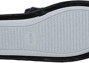 DREAM PAIRS Women's Black House Fluffy Fuzzy Memory Foam Open Toe Flip Flop Slip On Indoor Slippers Size 11-12M US Spa-03