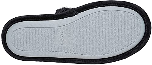 DREAM PAIRS Women's Black House Fluffy Fuzzy Memory Foam Open Toe Flip Flop Slip On Indoor Slippers Size 11-12M US Spa-03