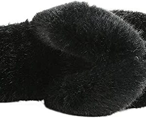 DREAM PAIRS Women's Black House Fluffy Fuzzy Memory Foam Open Toe Flip Flop Slip On Indoor Slippers Size 11-12M US Spa-03