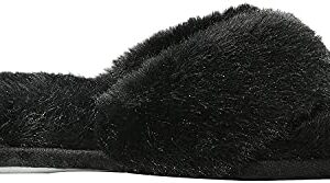 DREAM PAIRS Women's Black House Fluffy Fuzzy Memory Foam Open Toe Flip Flop Slip On Indoor Slippers Size 11-12M US Spa-03